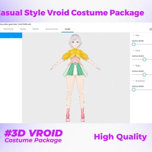 Casual Chic Outfit for Virtual Streamers Girl - Vroid Clothing Pack ...