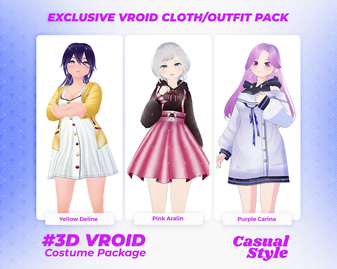 Vroid Street Style Essentials Casual 3D Outfit Kit Vroid Clothing Pack ...