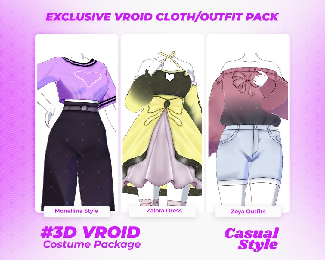3D Vroid Clothes Pack | Vroid 3D Model Casual Clothing Collection ...