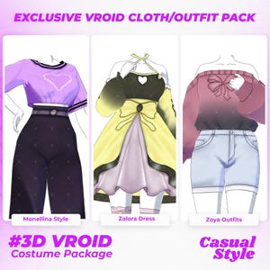 3D Vroid Clothes Pack | Vroid 3D Model Casual Clothing Collection ...