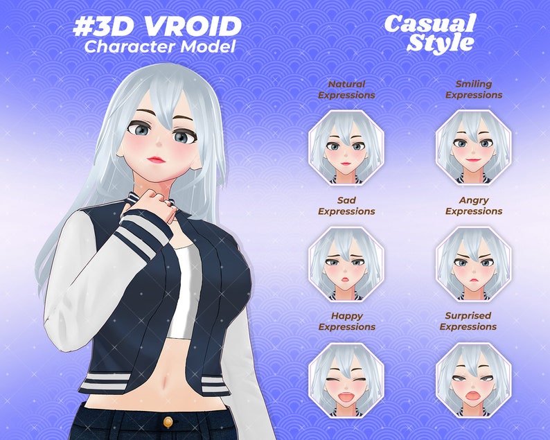 3D Vroid Vtuber Model: Anime Girl Avatar, Stream-ready (.VRM File ...