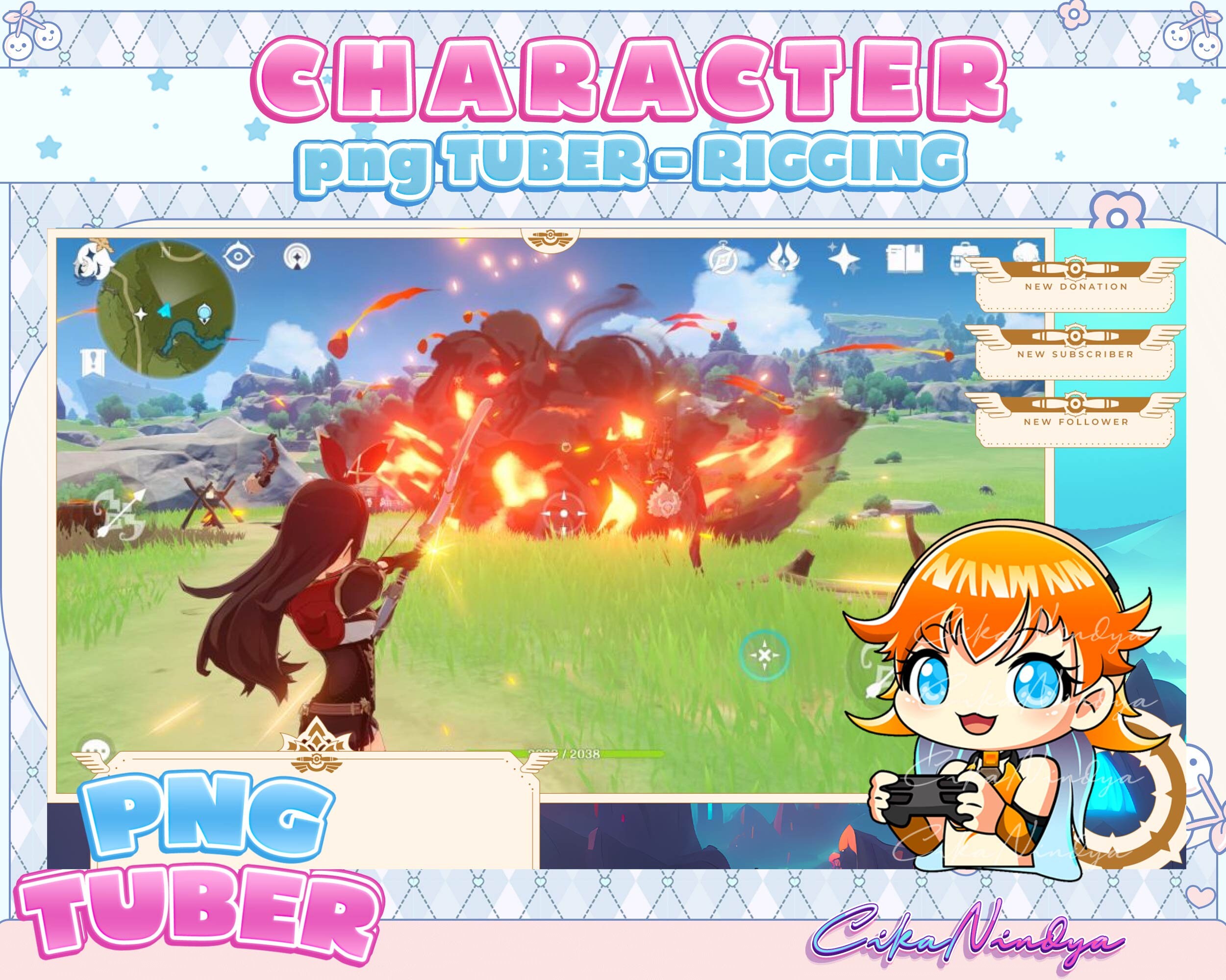 PNG Tuber Chibi Orange Hair Girl for Stream Enhancement - Etsy