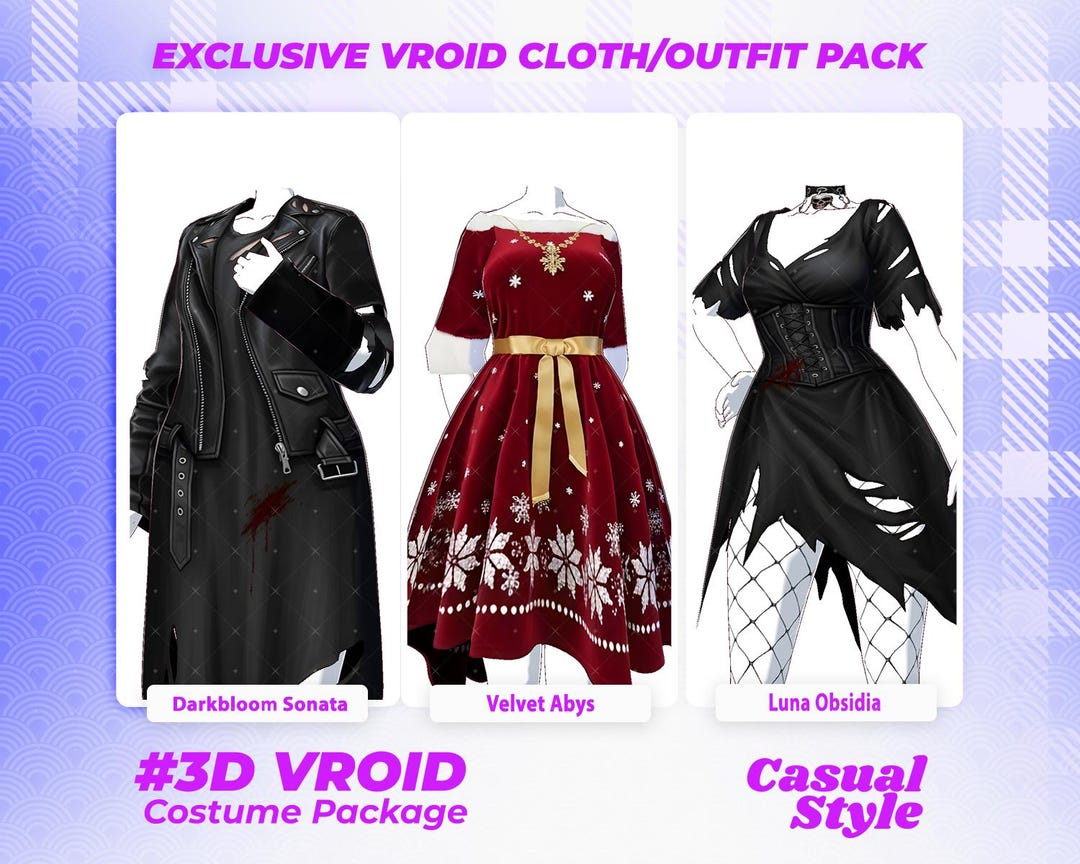 Vroid Outfit Pack: Gothic & Holiday Dress Set for Vtuber Avatars - Etsy ...
