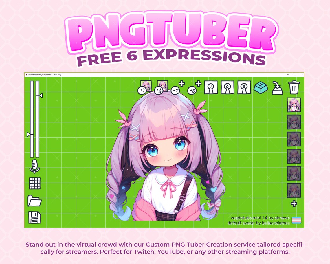 Chibi Girl PNG Tuber: Braided Pigtails, 6 Poses (digital Stream) - Etsy