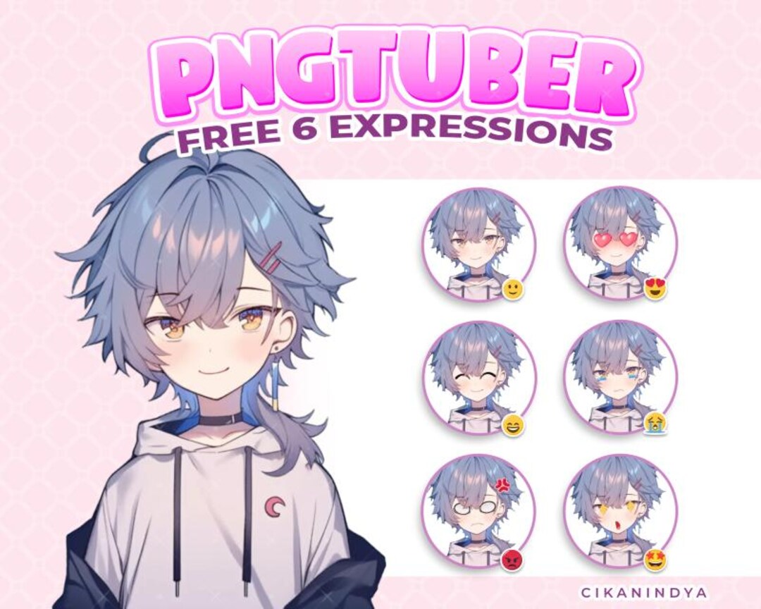 Custom-like Pngtuber Model – Blue-haired Male Design - Etsy