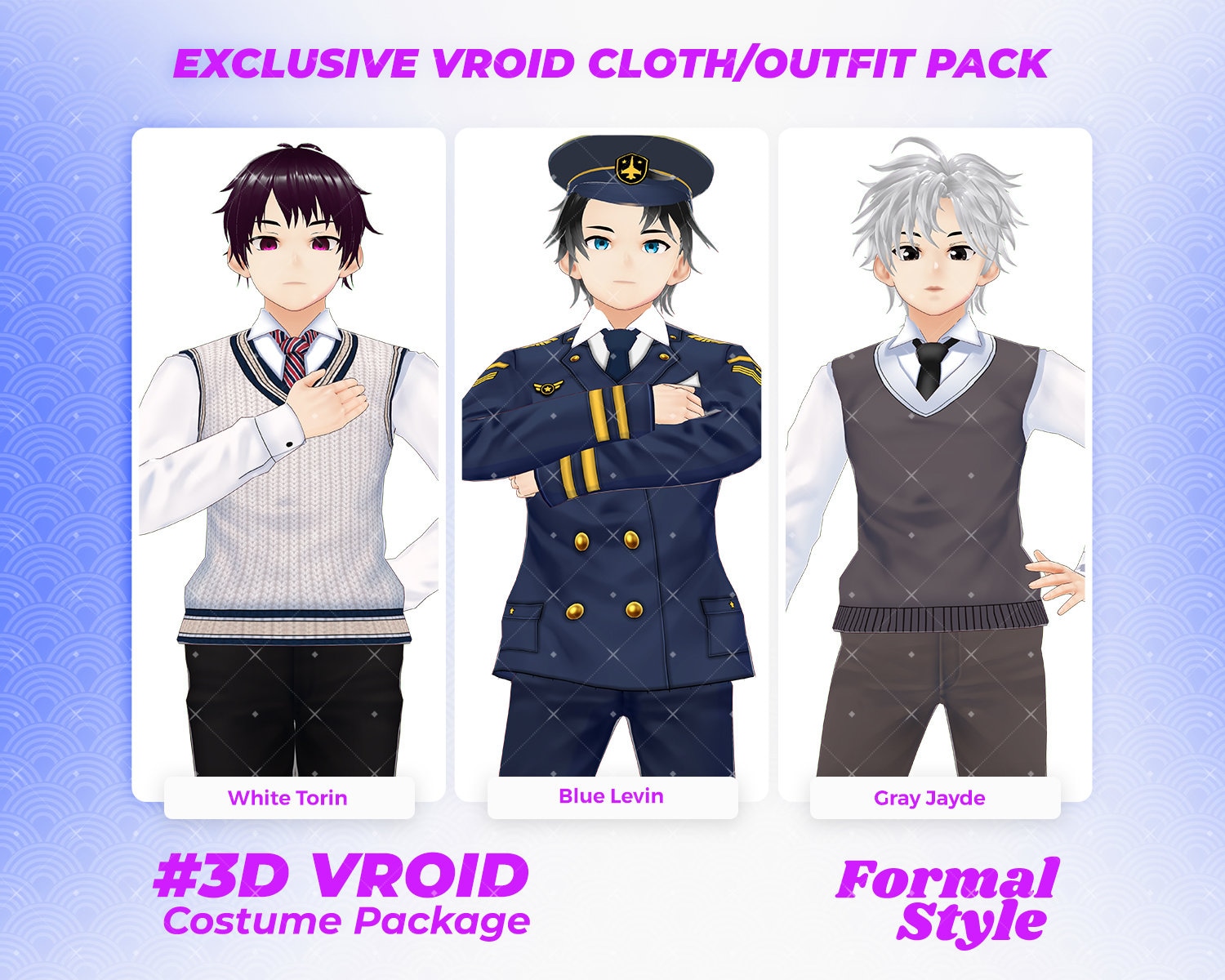 Vroid Clothing Pack, Stylish 3D Suits, Interactive Formal, Gala Fashion ...