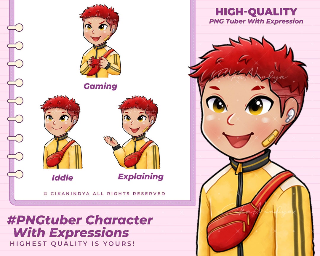 Red Hair Boy Pngtuber Avatar: Streaming Expressions .veadomini - Etsy