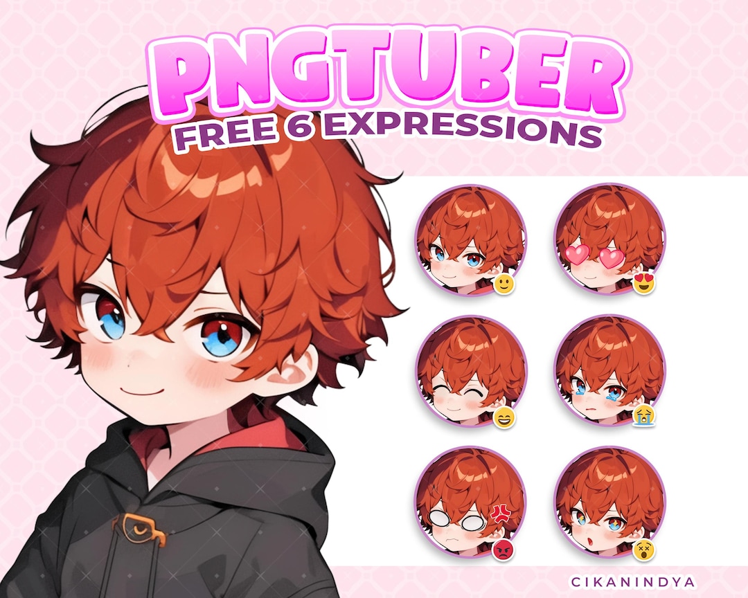 Premade Pngtuber – Chibi Male With Charming Red Hair - Etsy