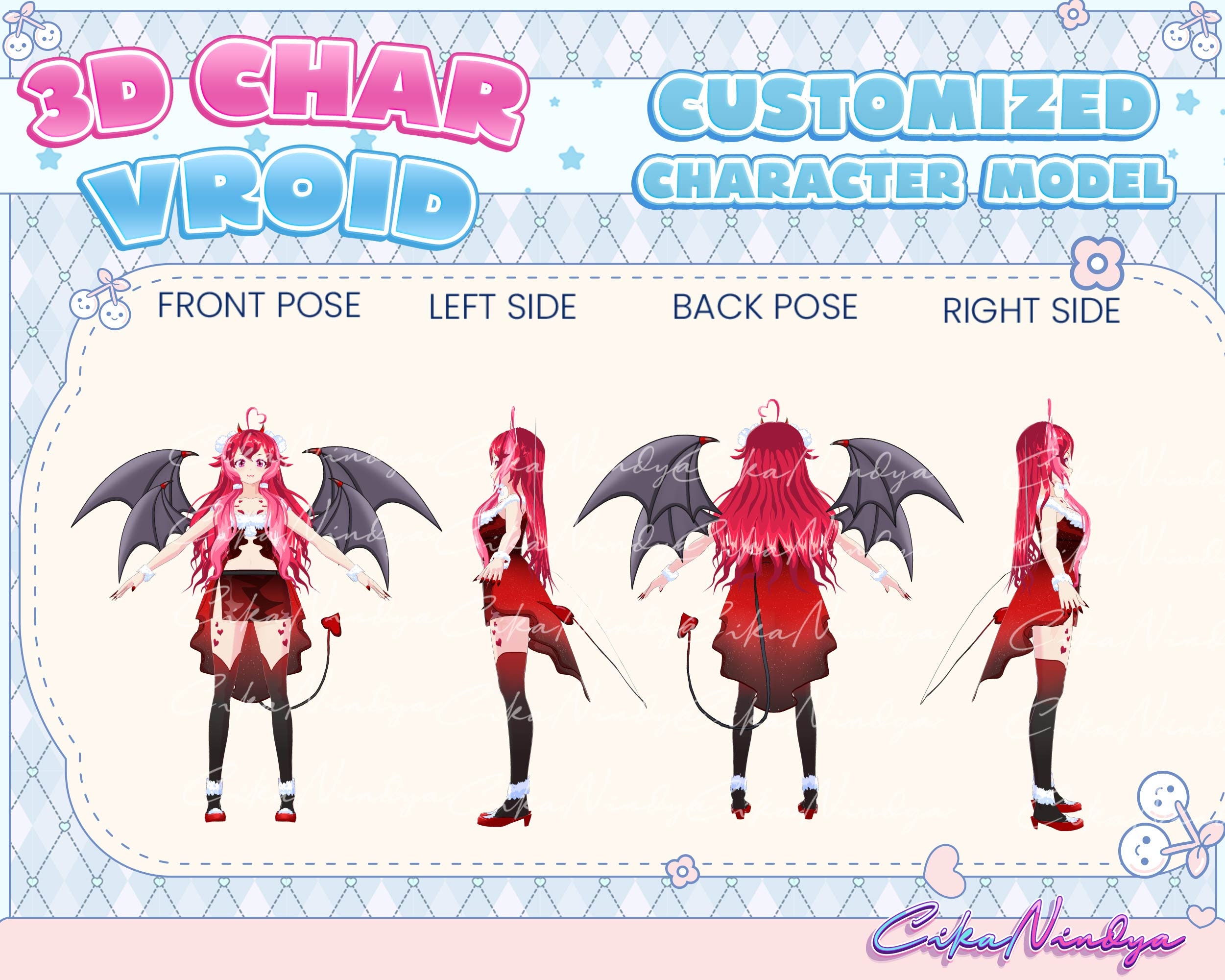 3D Vroid Character Vroid 3D 3d Model Commission 3d Model - Etsy