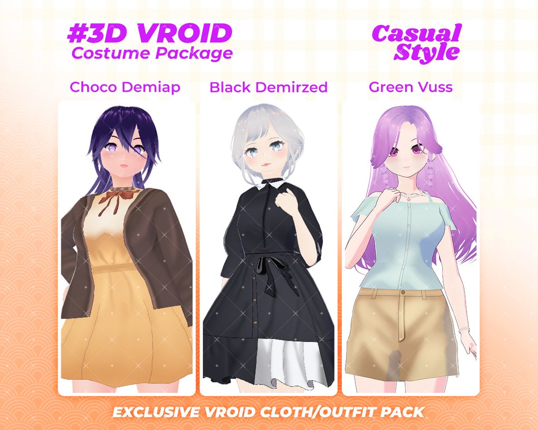 Fashion Forward 3D Vroid Casual Chic Ensemble - 3D Vroid Clothing Pack ...