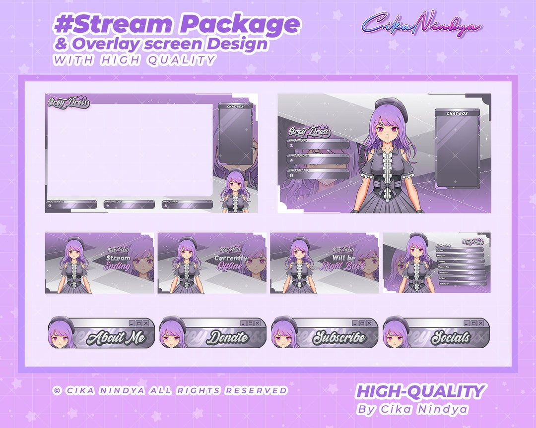 Elegant Streamer Chic Overlay Package Purple and Grey for Fashionable ...