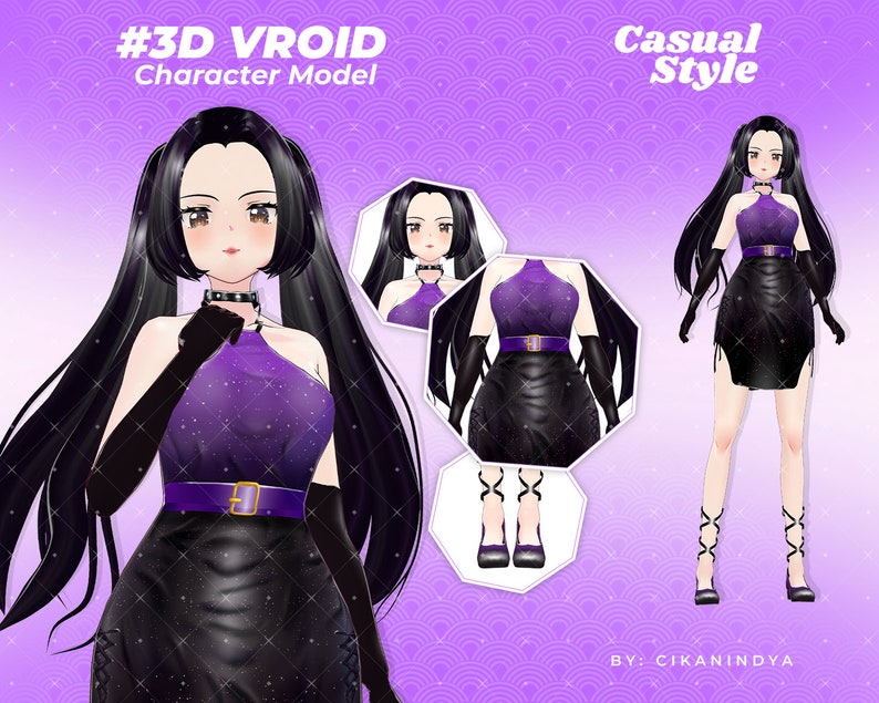 Virtual Persona Model 3D Vroid Anime Girl Angeline for Gaming Stream 3D ...