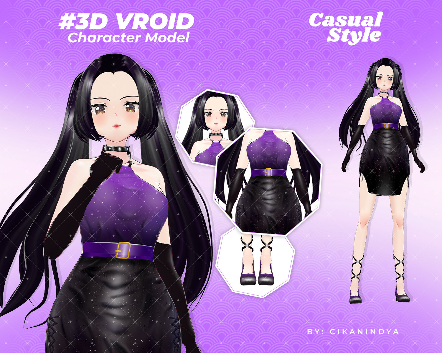 Virtual Persona Model 3D Vroid Anime Girl Angeline for Gaming Stream 3D ...