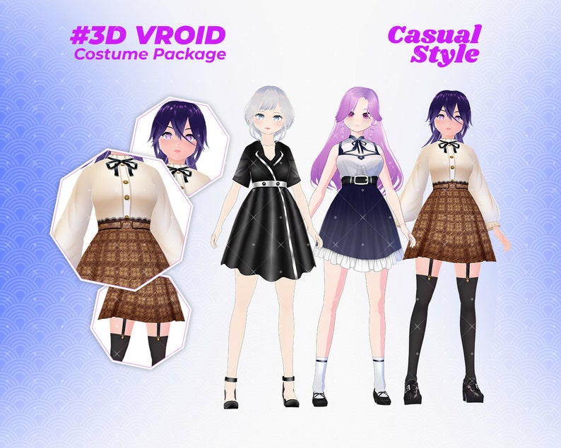 Sleek Casuals for Vroid 3D Outfit Collection for Stylish - Etsy