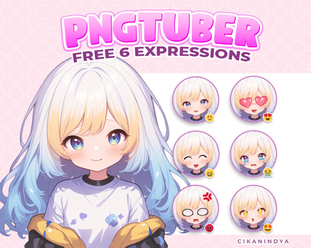 PNG Tuber | Soft Beauty With Gradient Hair and Sparkling Eyes | Get 6 ...