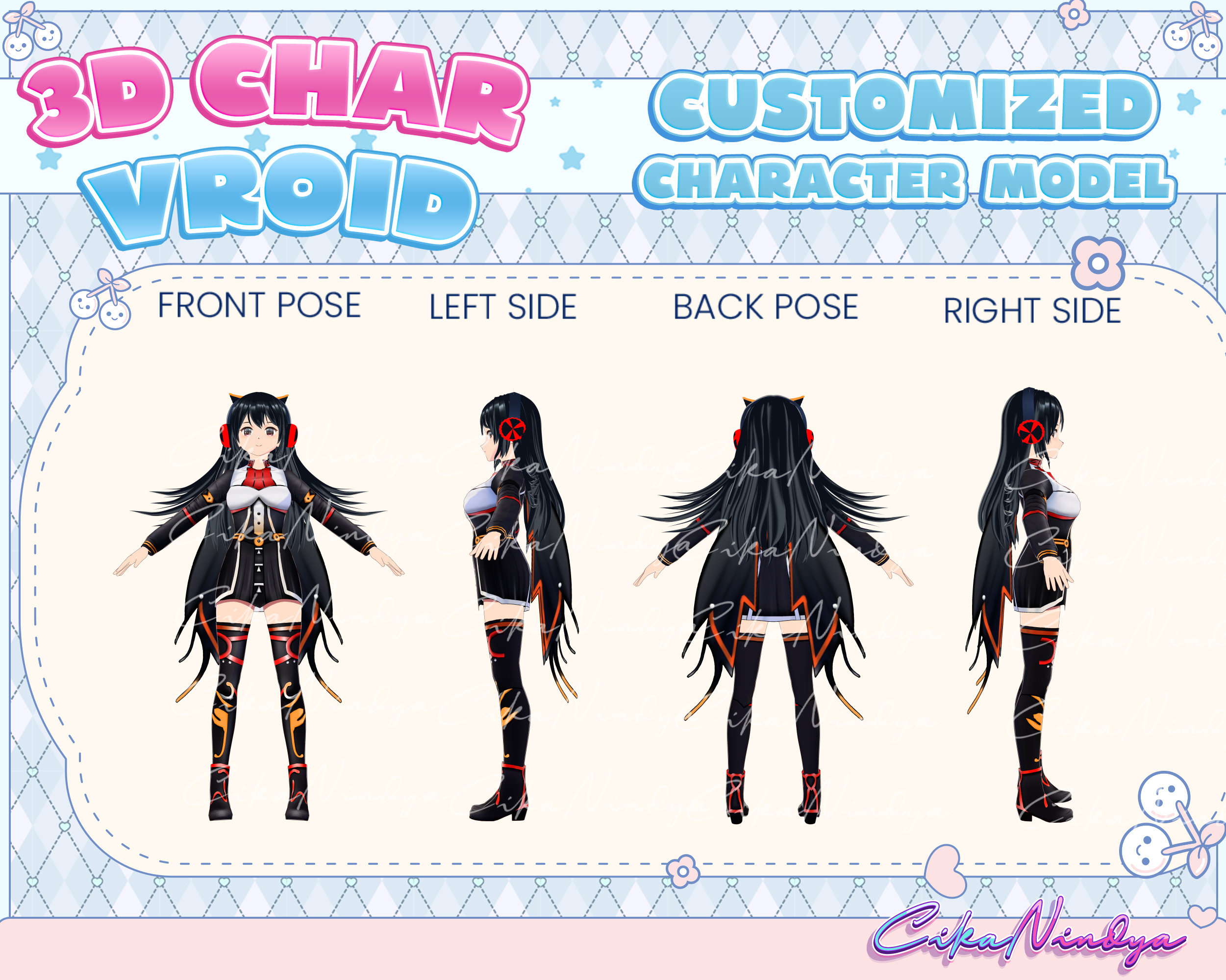 3D Vroid Character 3d Model Vtuber Model Free Vtuber Model - Etsy