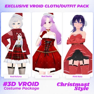 Festive Fashions Set Charming 3D Vroid Christmas Outfit Trio - Vroid ...