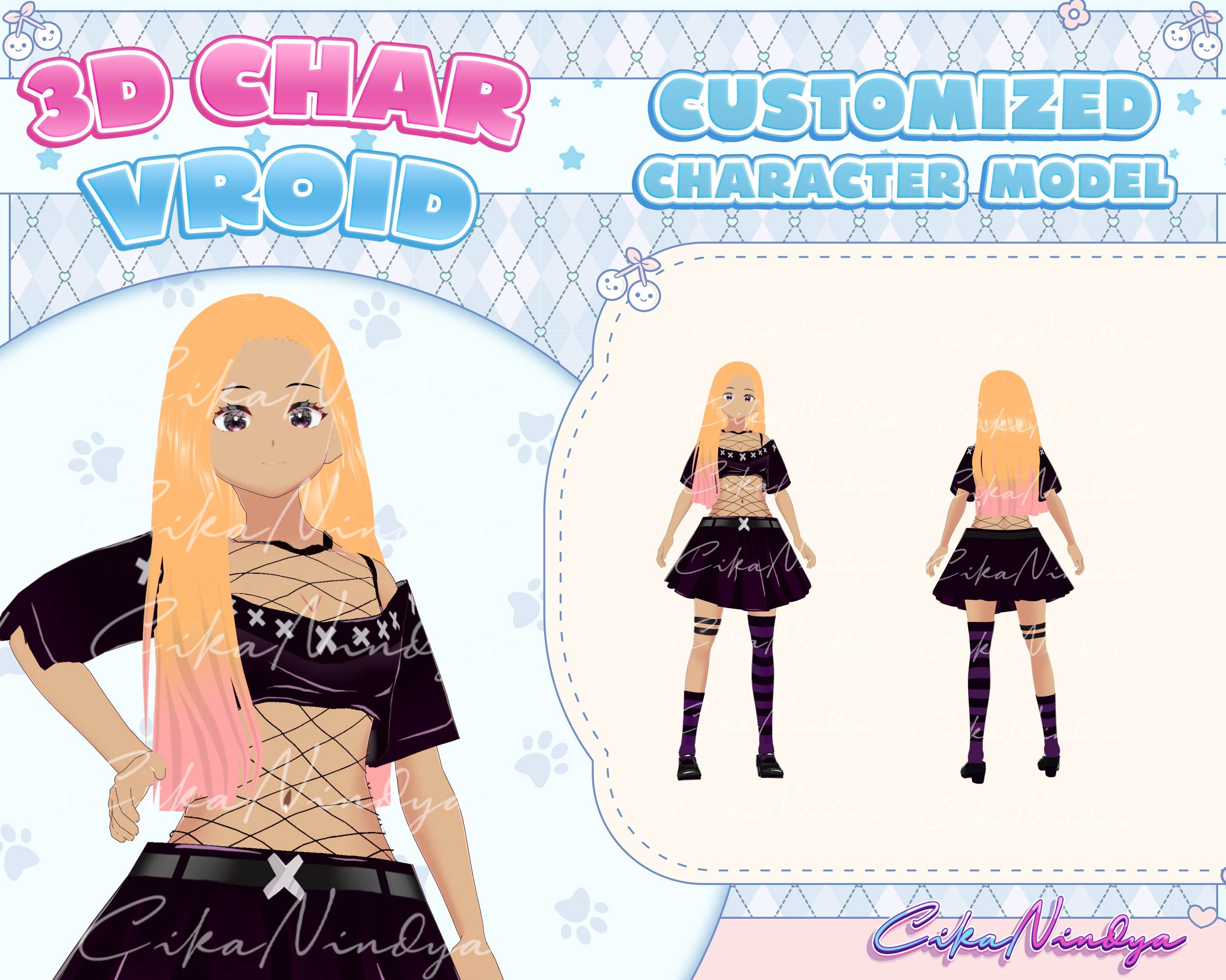 3D Vroid Character 3D Vroid 3d Model Commission Vtuber - Etsy