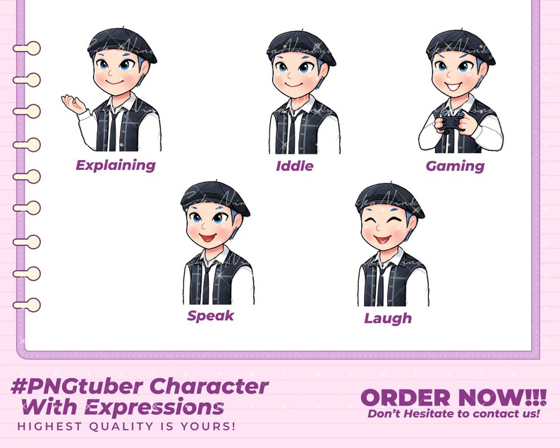 Elegante PNG Tuber Male para Streamers de moda Chic Virtual Avatar PNG ...