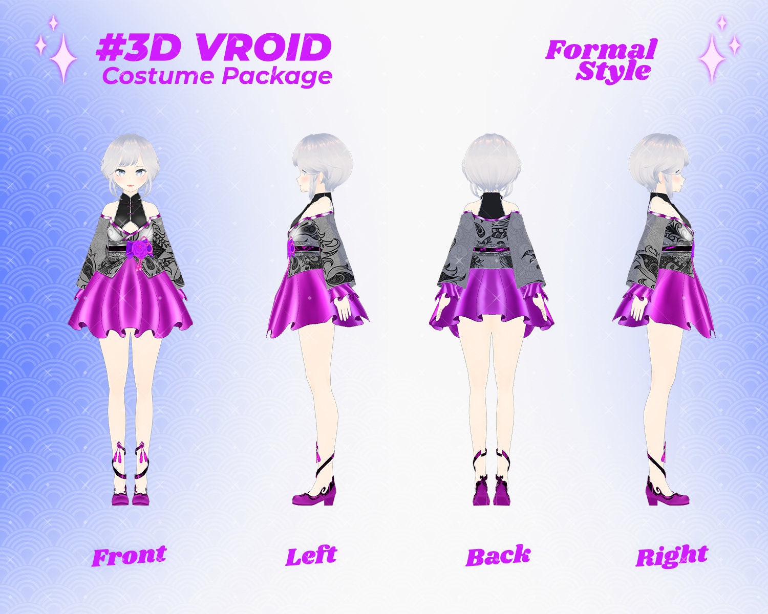 Vroid Clothing Pack, Vroid Outfit, Cosplay Costume, Vroid Assets Elegant Avatar Couture 3D Vroid ...