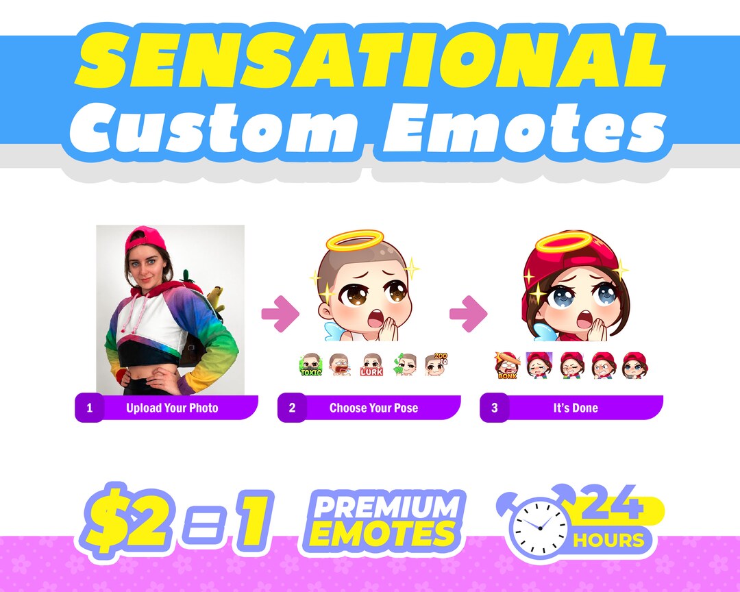 Cute Custom Twitch Emotes | Vibrant Chibi Styles for Vtubers - Etsy