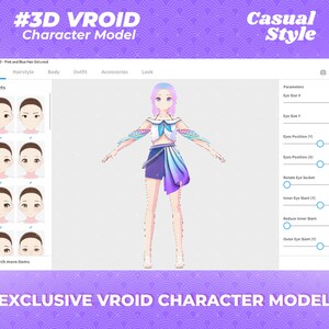 Colorful and Vibrant 3D Vroid Character Anime Pink and Blue Hair Girl ...