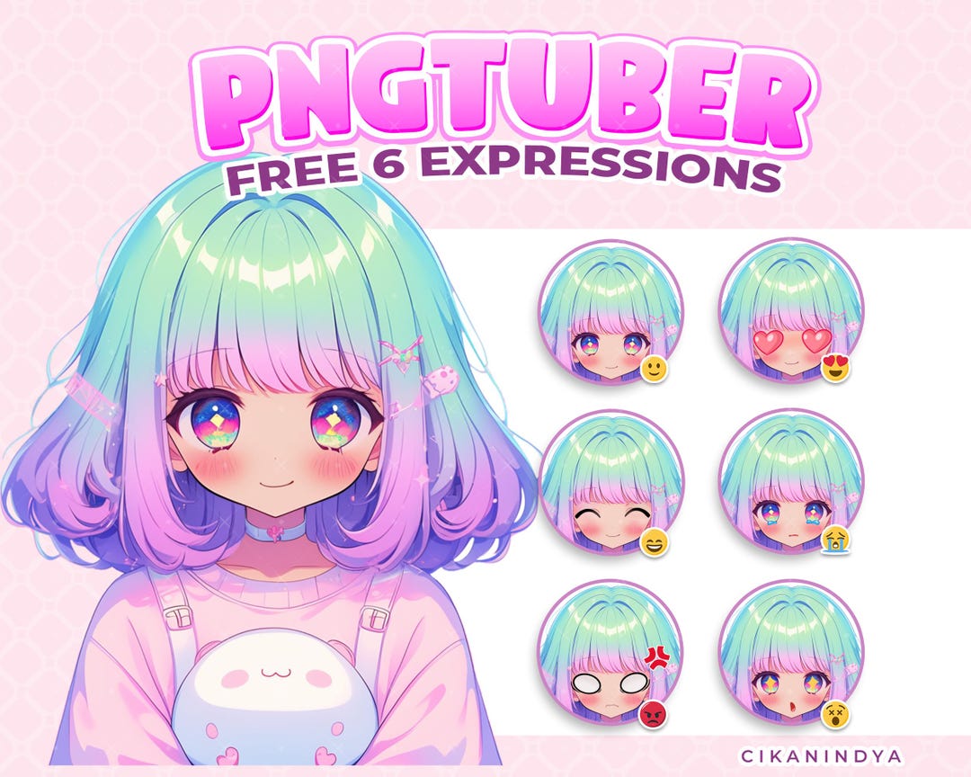 PNG Tuber | Exclusive Vtuber Character With Sparkling Rainbow Eyes and ...