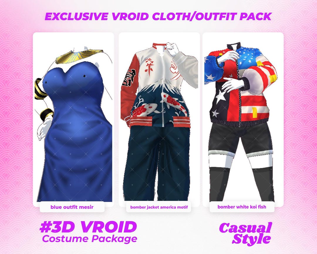 Vroid Clothing Pack: Anime Bomber Jackets & Dress (3-in-1 ...