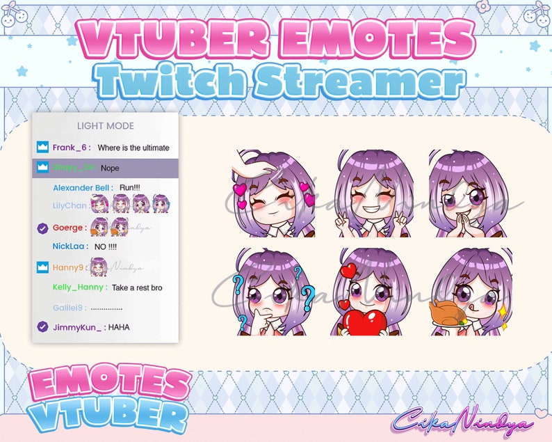 Vtuber Emote Emote Commission Animated Emote Emote Twitch - Etsy