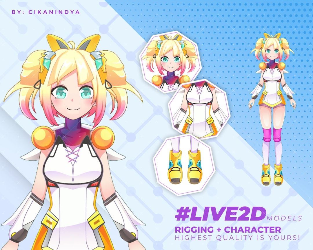 Vtuber Model | Playful Vtuber Live2d Anime Robotic Girl | 5 Basic ...