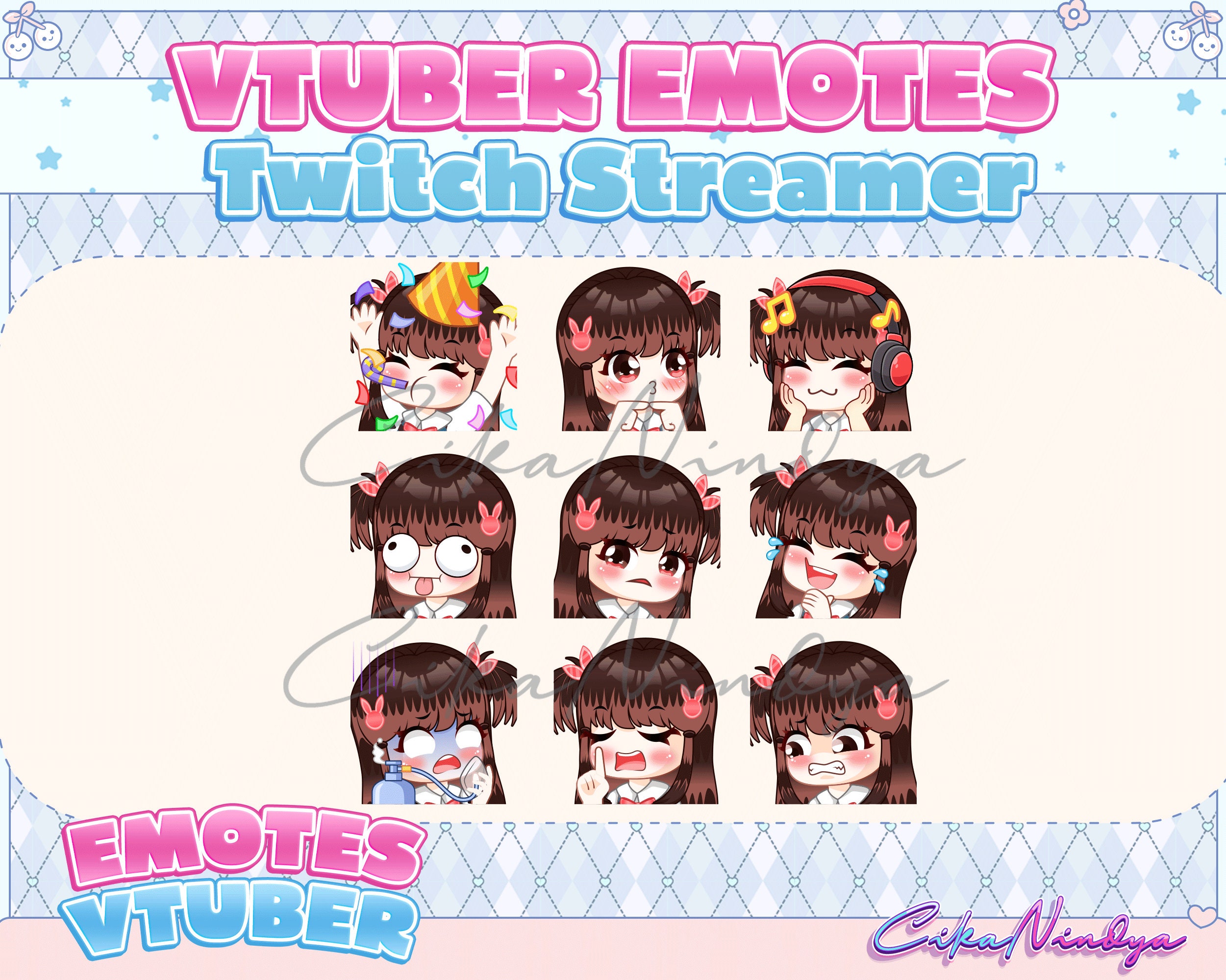 Adorable Icons for Your Chat With Vtuber Emote Brown Hair 25 - Etsy