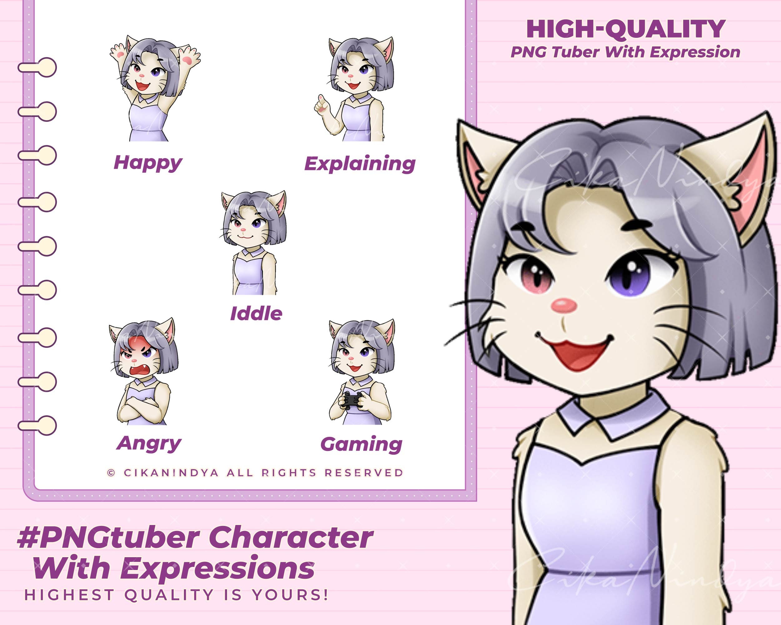 Design Your Ideal Virtual Self With PNG Tuber Short Hair Cat - Etsy