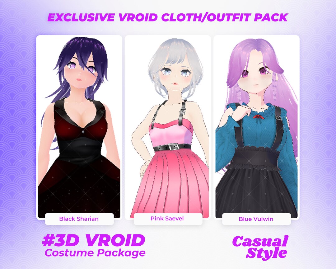 Trendy Vroid Outfits for Streaming Game Content - Vroid Clothing Pack ...