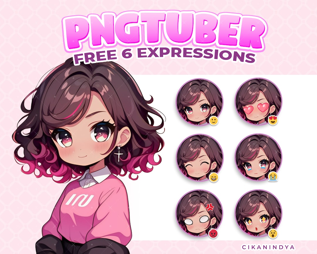 PNG Tuber | Trendy Pink-haired Vtuber Avatar for Streamers | Get 6 ...