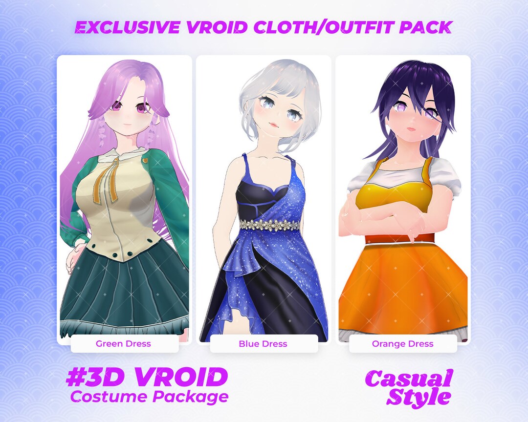 Stream Optimized Virtual Casual Outfits for Vroid Lady - Vroid Clothing ...