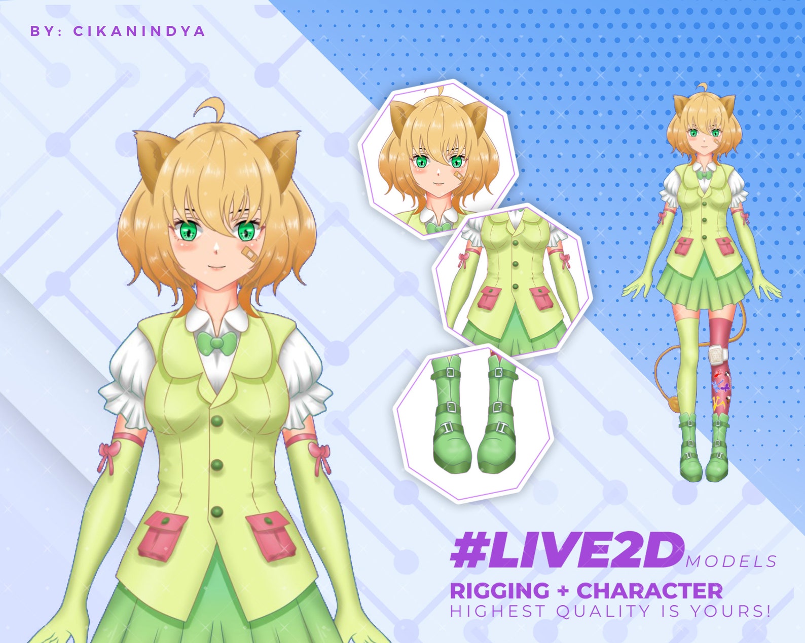 Live2d Vtuber Model: Blonde Furry Avatar With 7 Expressions - Etsy Canada