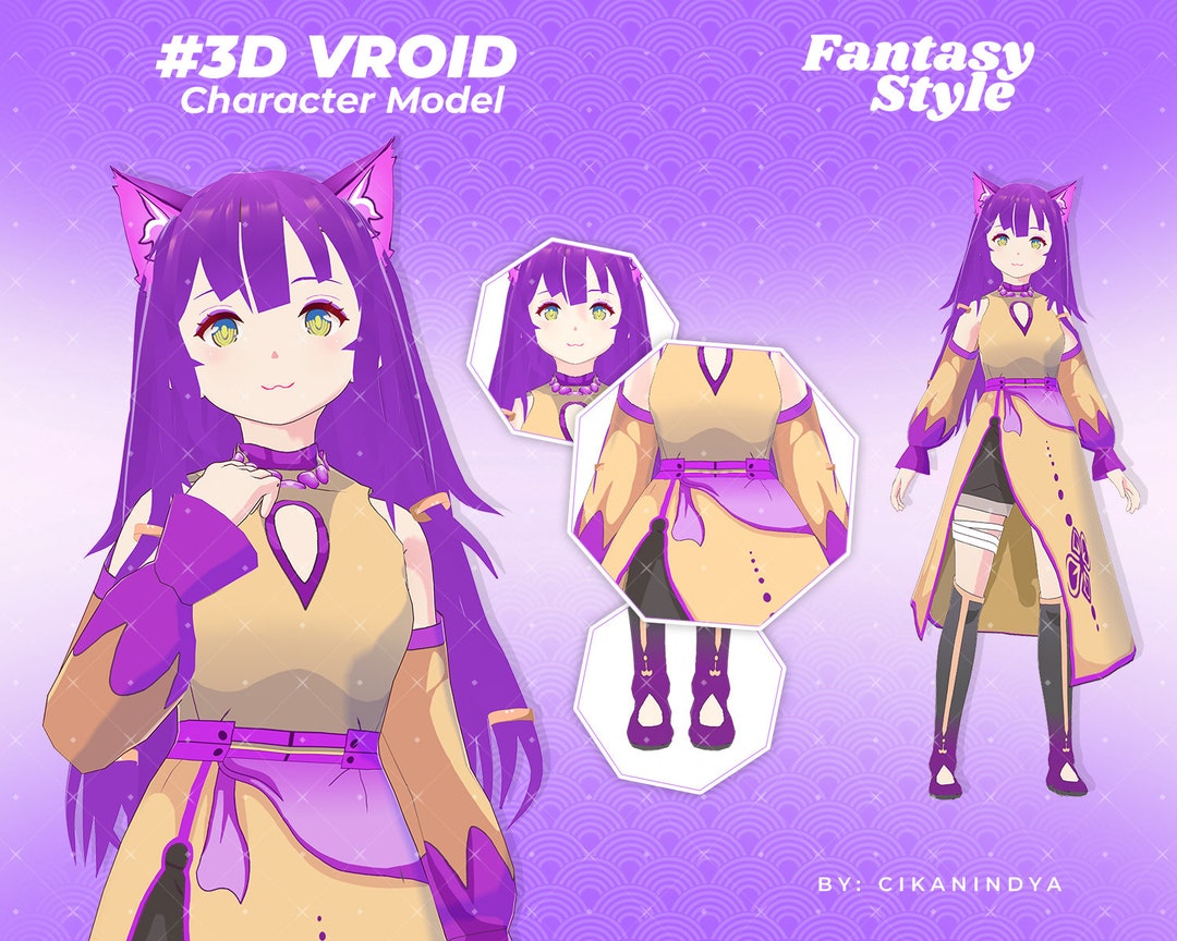 3D Vroid Character, Vroid, 3D, 3d Model Commission, 3d Model - Purr ...