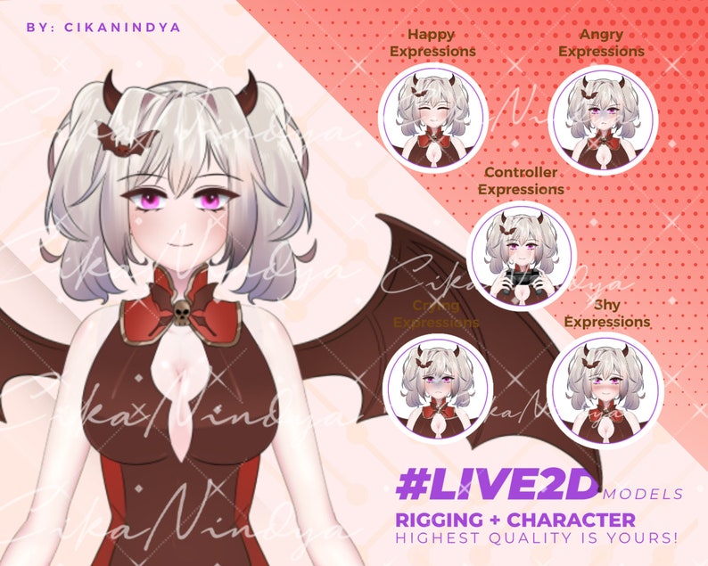 Captivating Vtuber Live2d Devil Bat Girl for Streamer Vtuber - Etsy