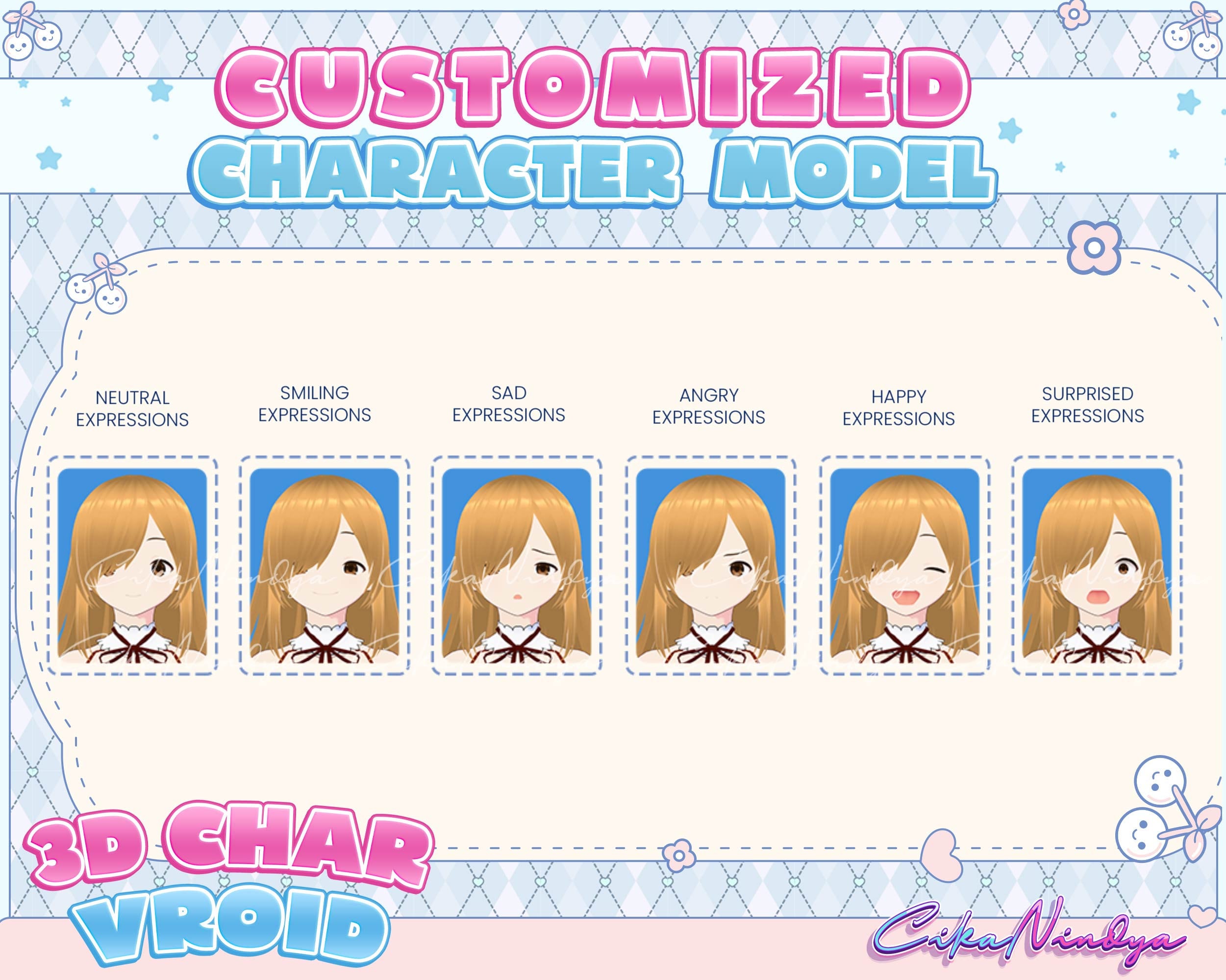 3D Vroid Character Vtuber Model Free Virtual Streamer - Etsy