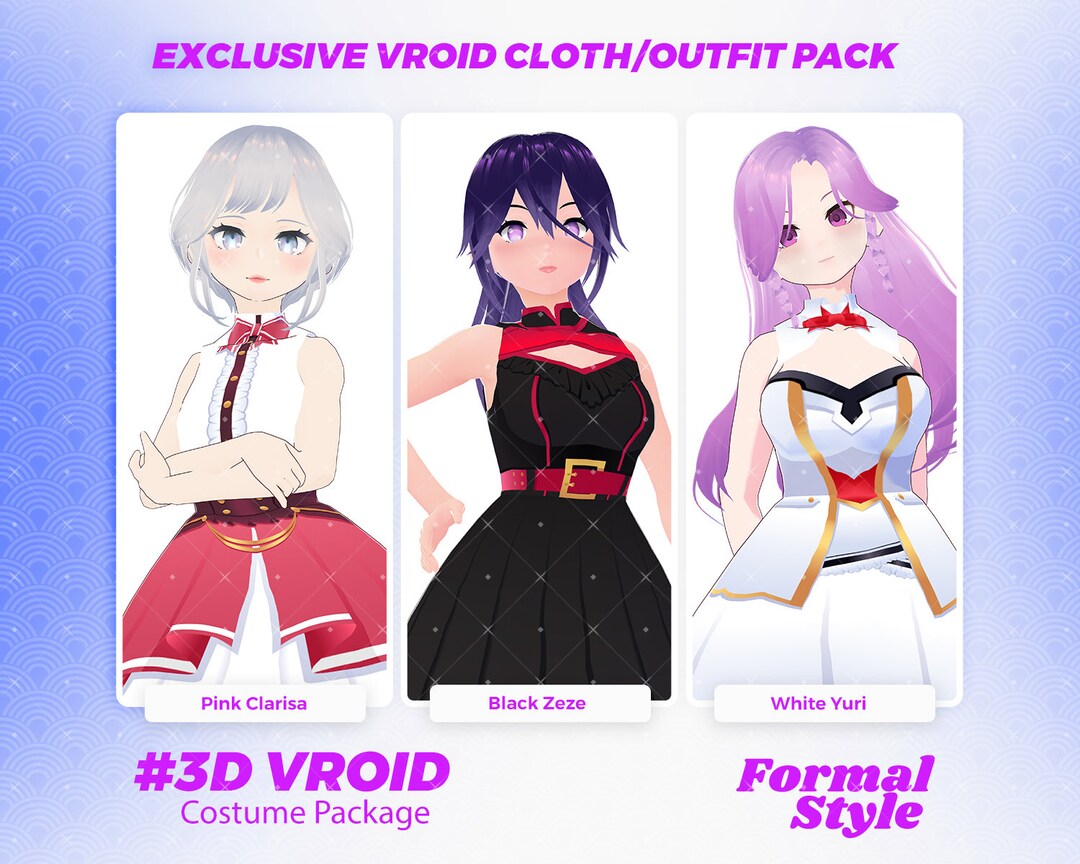 3-in-1 Vroid Formal Outfit Pack: Vtuber Avatar Fashion - Etsy