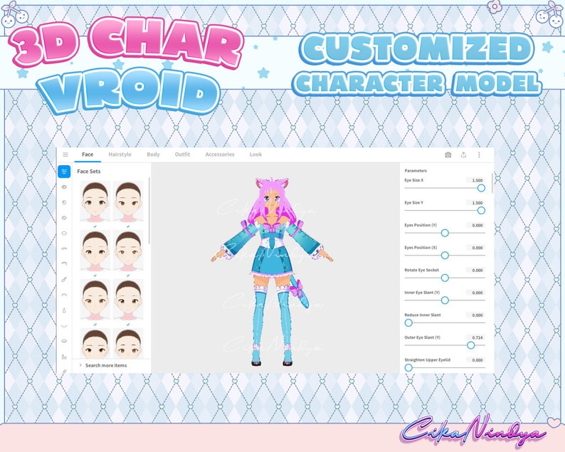 Playful Pink Cat Vtuber 3D Vroid Model Meiko for Streamer 3D - Etsy