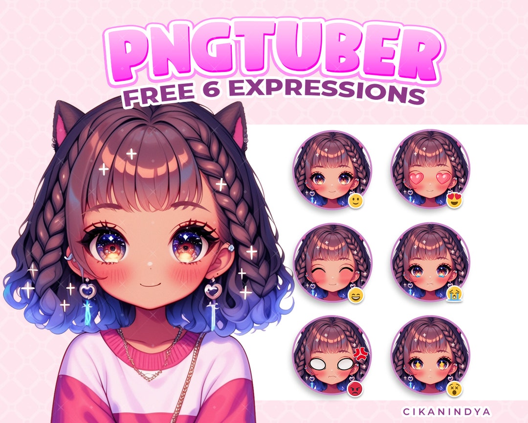 Chibi Girl Pngtuber Avatar: Starlit Eyes, 6 Poses - Etsy UK