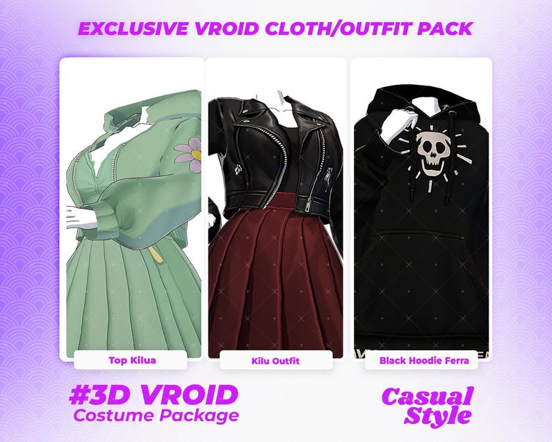 Vroid Clothing Pack: Grunge Fashion Outfits for Girls - Etsy Canada