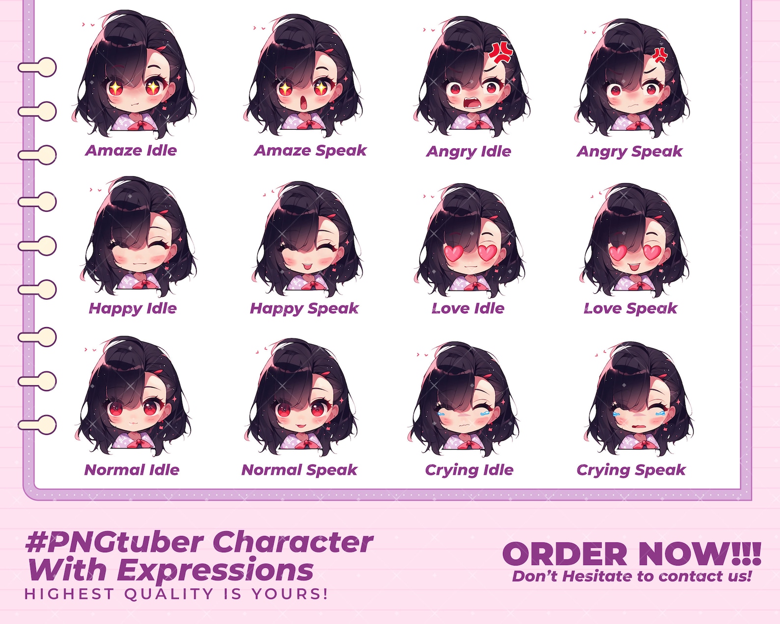 PNG Tuber Adorable Chibi PNG Tuber Pack for Anime Lovers 12 Expressions ...