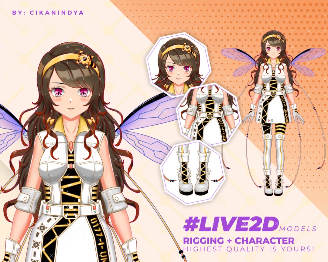 Vtuber Live2d | Virtual Stardom Vtuber Model Girl for Streamer | 5 Unique Expressions | Walk ...