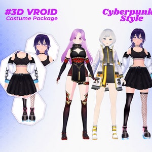 Cyberpunk Vtuber Wardrobe Futuristic Girl Outfit Pack-vroid Clothing ...