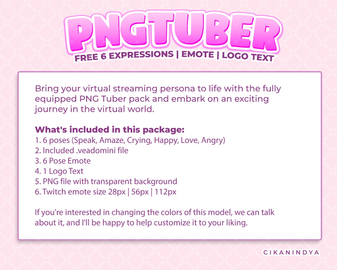 Zuri Cartoon PNG Tuber Pack: 6 Poses, Twitch Emotes, Text Logo - Etsy