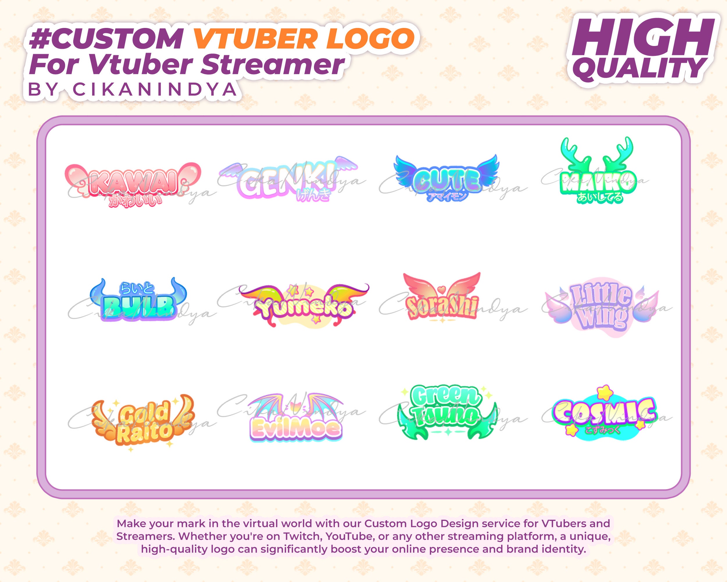 Personalized Chibi Vtuber Logo Design Chibi Logo Design - Etsy