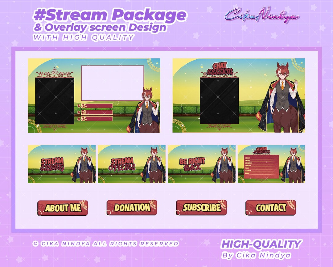 Vtuber Stream Overlay Package: Modern Twitch Overlay, Panels (PSD/PNG ...
