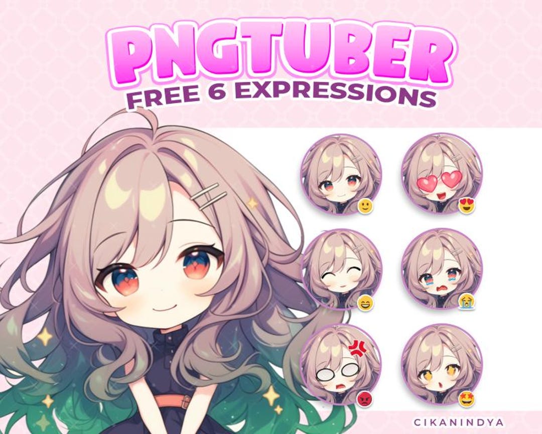 Chibi Pngtuber Model: Wavy Gradient Hair, Smooth Animations - Etsy